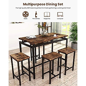 Recaceik 5 PCS Dining Table Set, Modern Kitchen Table and Chairs for 4, Wood Pub Bar Table Set Perfect for Breakfast Nook, Small Space Living Room