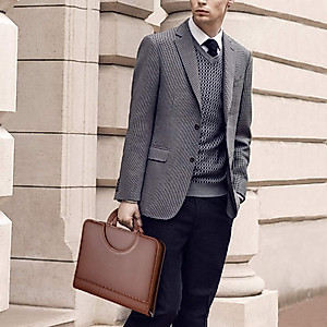 AtailorBird Padfolio,Magnetic Handle PU Leather Zippered Portfolio with 3 Ring Binder Document Organizer for Business Interview Office,Brown