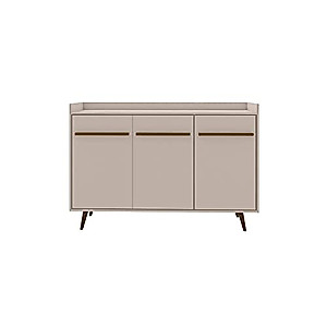 Manhattan Comfort Bradley Mid Century Modern Dining Room 4 Shelves Buffet Stand Cabinet, 53.54", Off White