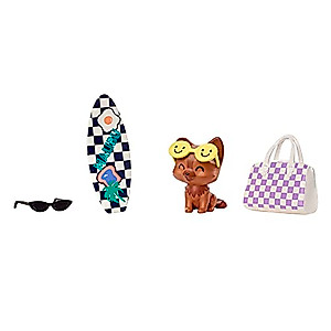 Barbie Extra Doll & Accessories with Crimped Lavendar Hair & Brown Eyes, 15 Toy Pieces Include Pet Puppy