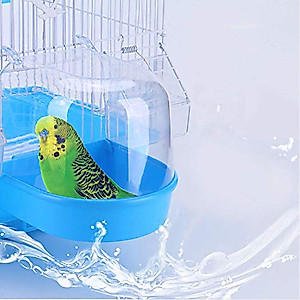 AYUBOOM Clear Bird Bath for Cage Bird Cage Accessories Hanging Bird Tub for Small Bird Cockatiel, Conure, Parakeet, Blue, by Ayuboom Blue