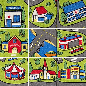 Large Kids Carpet Playmat Rug 52 x 32 with Non-Slip Backing, City Life Play Mat for Playing with Car Toy, Game Area for Baby Toddler Kid Child Educational Learn Road Traffic in Bedroom, Classroom