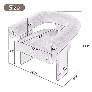 YISH WF303949AAD Teddy Velvet Accent Upholstered Dining Chair with Curved Wishbone Frame, Single Sofa Armchair for Living Room Reception, Light Brown