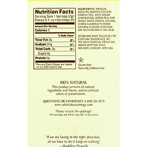 Celestial Seasonings Herbal Tea, Lemon Zinger, 25 Count Box