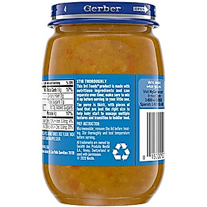 Gerber Mealtime for Baby 3rd Foods Baby Food Jar, Harvest Turkey Dinner, Advanced Texture with No Artificial Flavors or Colors, 6 OZ Glass Jar (Pack of 12)