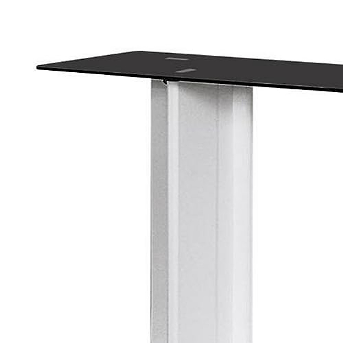 Benjara Liam 47 Inch Sofa Console Table, Wood, Pedestal Base, Glass Top, White, Black