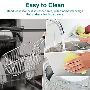 SUEWRITE Deep Fryer with Basket, 4.2 Qt Stainless Steel Electric Deep Fryer 1650W Oil Fryer Pot with Temperature Control Cool Touch Sides Silver