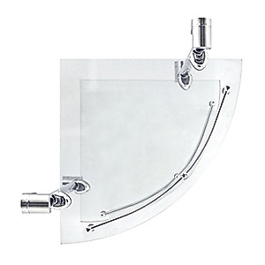 MODONA Double Corner Glass Shelf with Pre-Installed Rail - Polished Chrome - Oval Series - 5 Year Warrantee