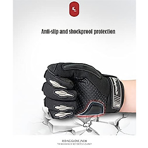 Riding Tribe Motorcycle Gloves for Men and Women, Full Finger Touchscreen Motorbike Gloves for BMX ATV MTB Riding,Road Racing,Cycling,Motocross (Red, X-Large)