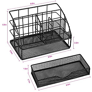 AOFUXTI Office Supplies Desk Organizer - Desk Organizers and Accessories, Office Supplies Set with Pen Holder, Stapler and 72 Clips Set for Office, Home, School, Black