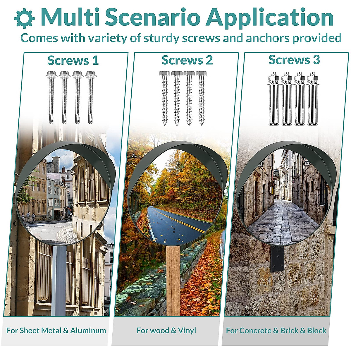 MEETWARM 12" Convex Security Mirror Curved Safety Mirror with Adjustable Fixing Bracket for Indoor Outdoor, Office Warehouse Driveway Garage Store