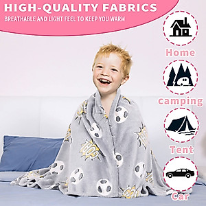 Glow in The Dark Blanket Soccer for Kids Boys Girls Fun Soft Plush Flannel Furry Fluffy Nap Sleep Blanket, Christmas Thanksgiving Birthday Magical Decor Luminous Throw 50"x60"