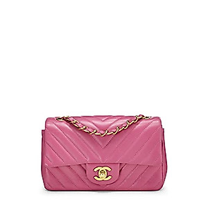 CHANEL, Pre-Loved Pink Chevron Lambskin Classic Flap Mini, Pink