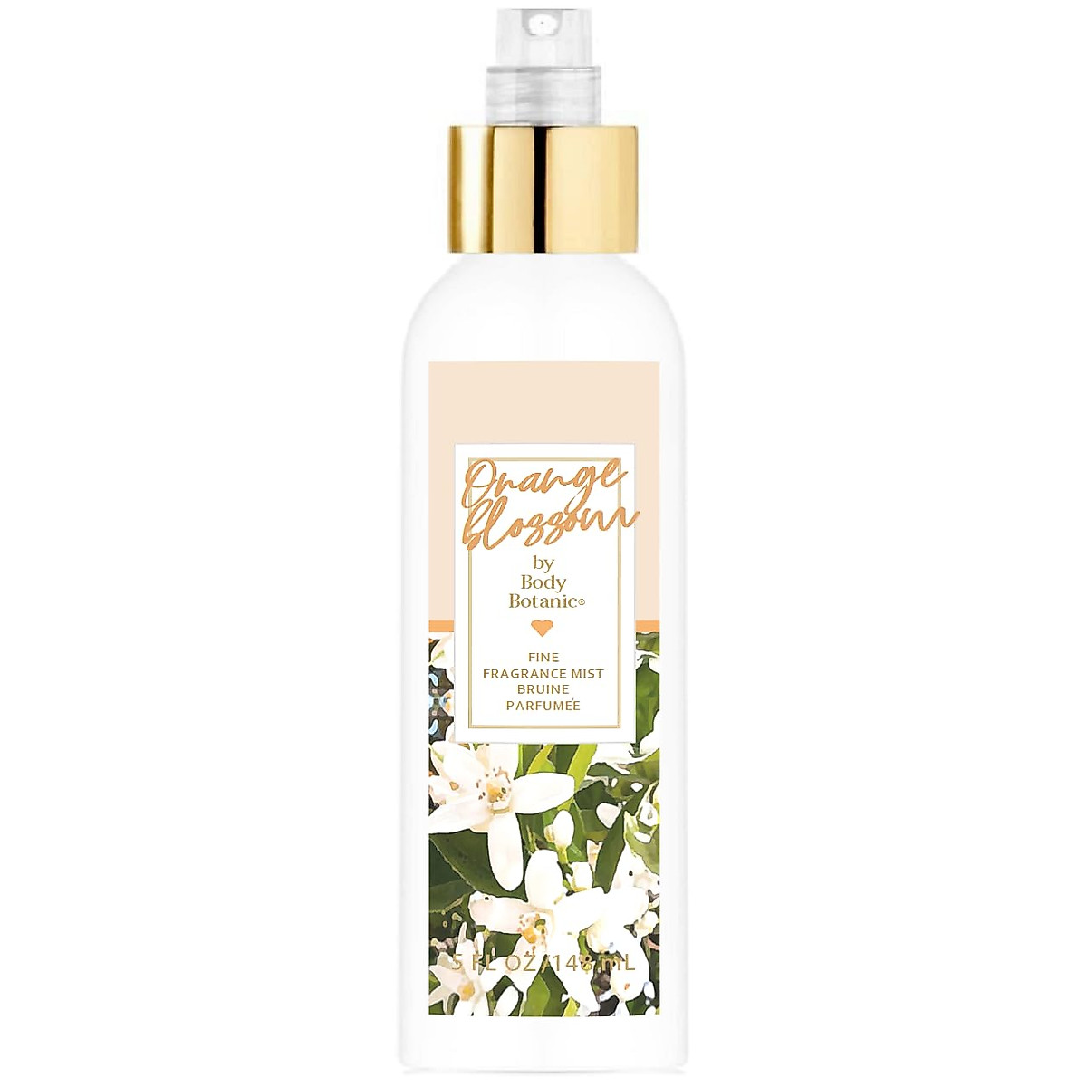 Orange Blossom Alcohol-free Perfume Fine Fragrance Mist by Body Botanic 5 Fl Oz 148 mL - Formulated with Botanicals and the Dreamy Fragrance of Orange Blossoms in Full Bloom