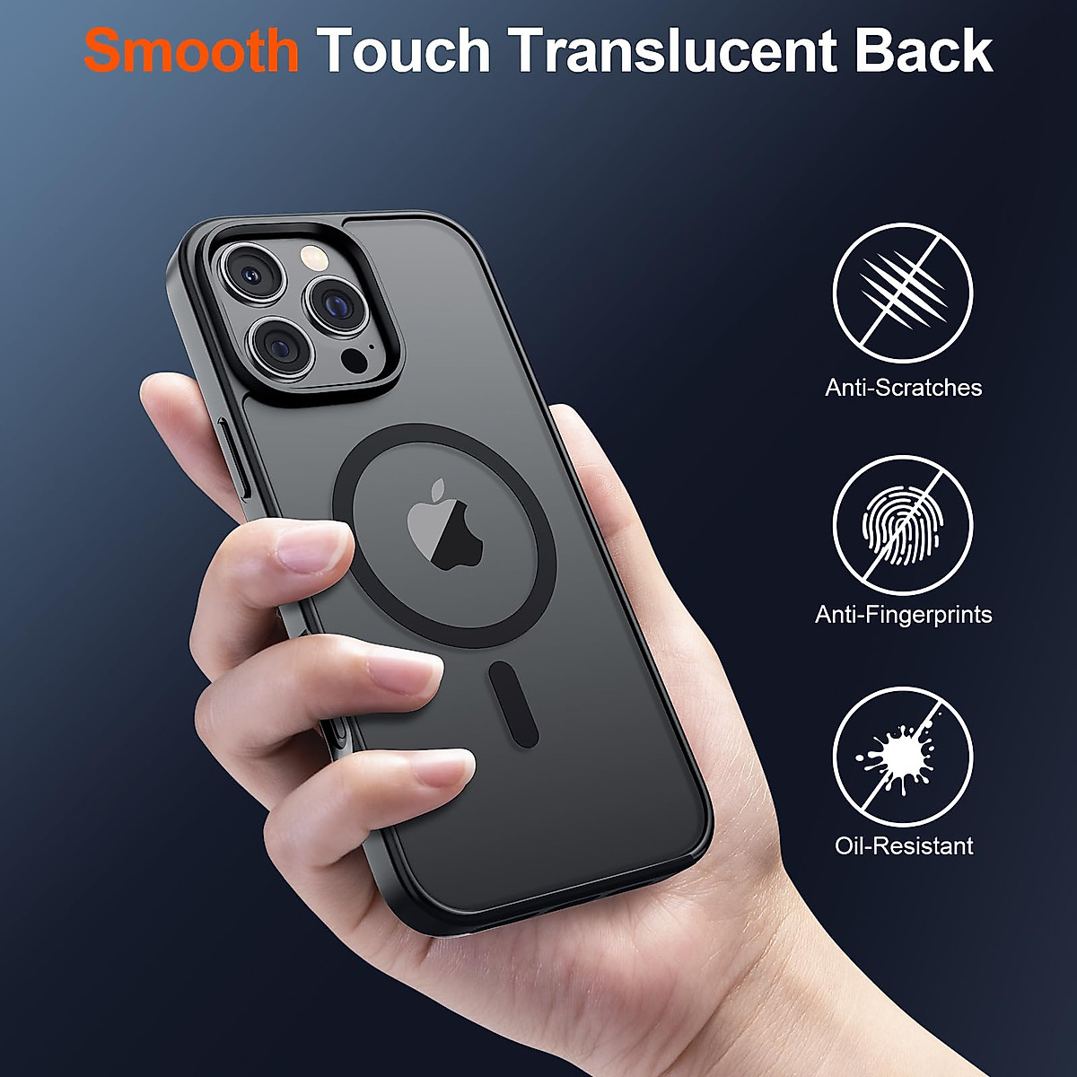 SUPFINE Magnetic for iPhone 16 Pro Case (Compatible with MagSafe) (Military Grade Drop Protection) Slim Translucent Matte Shockproof with Anti-Fingerprint Phone Case,Black