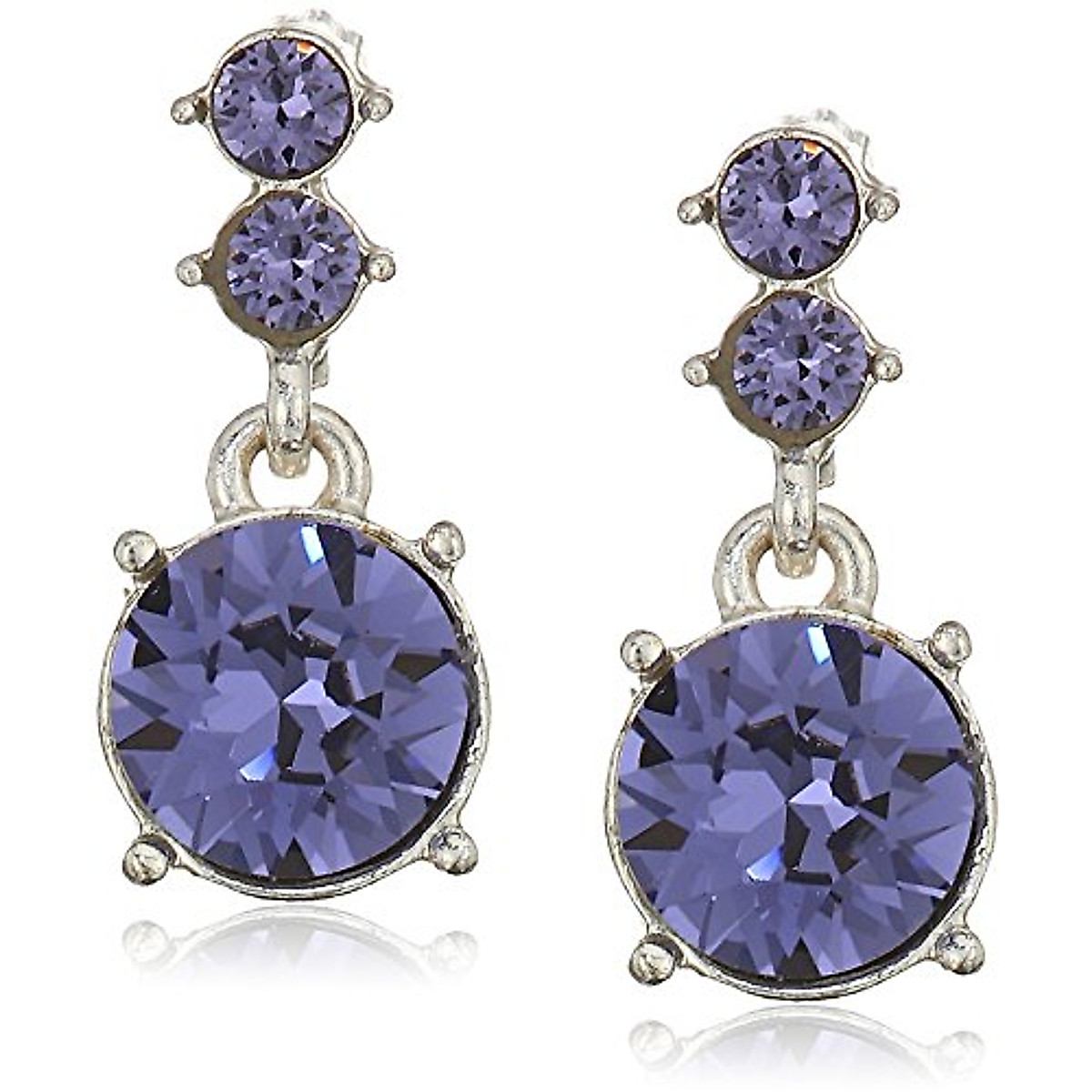 Nine West Silver-Tone and Purple Necklace and Earrings Set