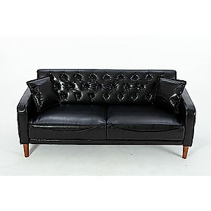 Black PU Waiting Room Chairs Sofa Conference Room Chairs, Office Reception Chairs Waiting Room Bench Guest Chairs, Office Guest Chairs Side Reception Chairs Sofa for Breakroom/Lobby/Events/Church
