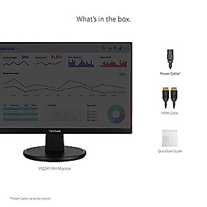 ViewSonic VS2247-MH 22 Inch 1080p Monitor with 75Hz, FreeSync, Thin Bezels, Eye Care, HDMI, VGA Inputs for Home and Office