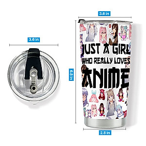 LONGXIN Anime Fans Tumbler, Stainless Steel Tumblers 20oz, Anime Lover Gifts for Women Girls Friends Sister, Birthday Christmas Gift for Her, Just A Girl Who Really Loves Anime