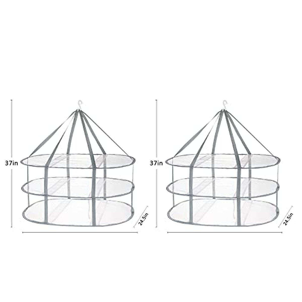 AUTODECO 2 Pack 3-Tier Folding Mesh Clothes Hanging Dryer, Sweater Drying Rack, Large Laundry Drying Rack, Lay fold Flat Dry Hanger, Mesh Clothes Hanging Dryer - XL(3Tier)+XL(3Tier)