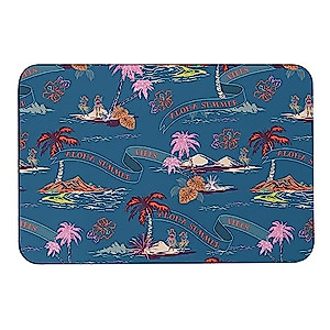 Bath Rugs Palm Tree Island Doormats Stone Diatomaceous Earth Rug Non-Slip Ocean Summer Bathroom Mat Washable Absorbent Mud Floor Mats for Indoor and Outdoor 15.7"x23.6"