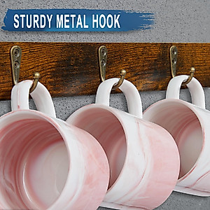 Coffee Mug Holder Wall Mounted - Coffee Cup Holder with 16 Mug Hooks, Rustic Wood Coffee Mug Organizer Hanger Display Shelf for Wall Mount, Coffee Mug Rack for Kitchen, Home, Coffee Bar, Office