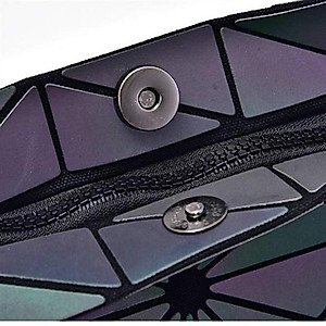 Kbinter Geometric Luminous Purses and Handbags Shard Lattice Eco-Friendly Artificial Leather Rainbow Holographic Purse (Gray)