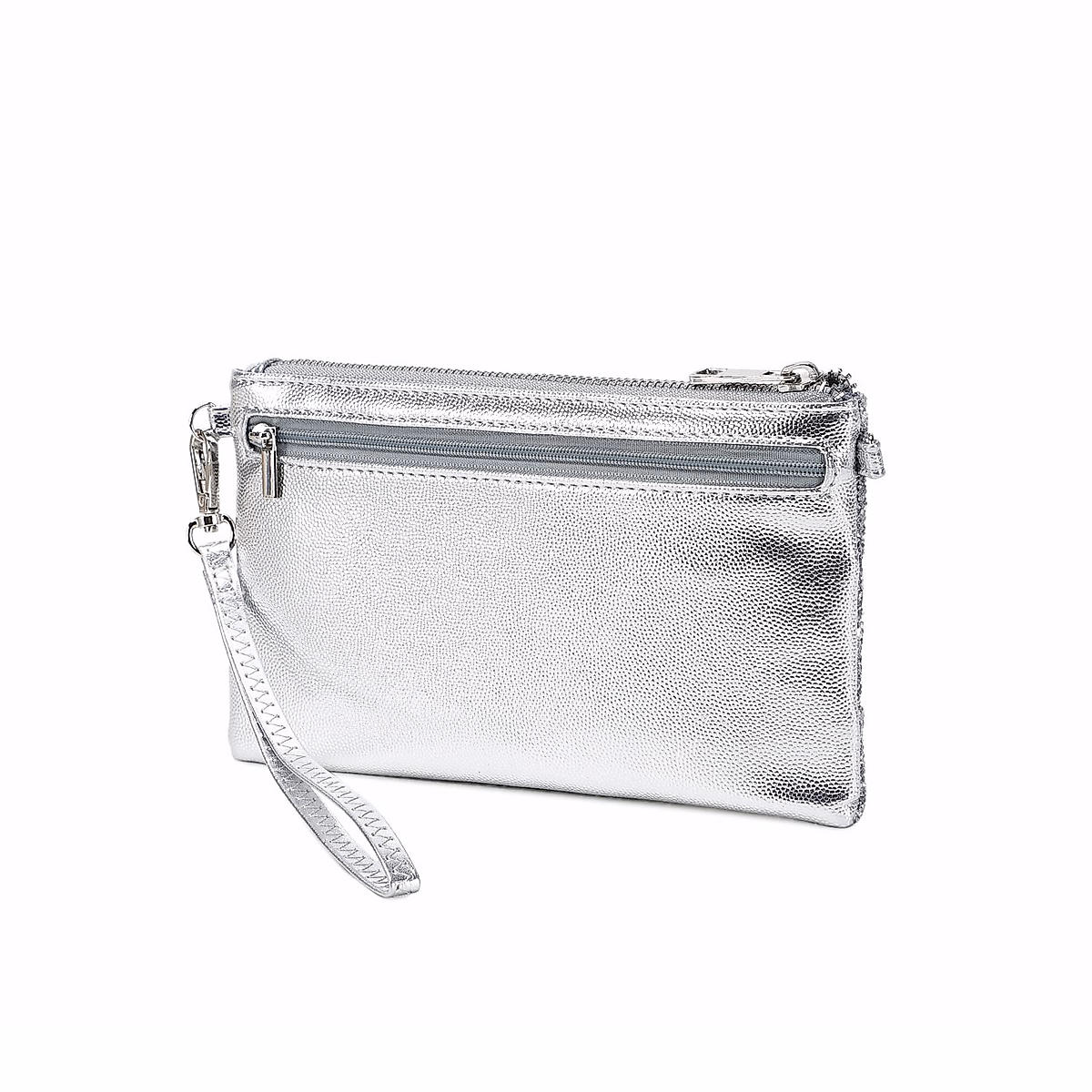 LAM GALLERY Sparkling Glitter Evening Clutch Silver Bride Purse for Wedding Bling Clutch Handbag for Party - Silver Shoulder Style