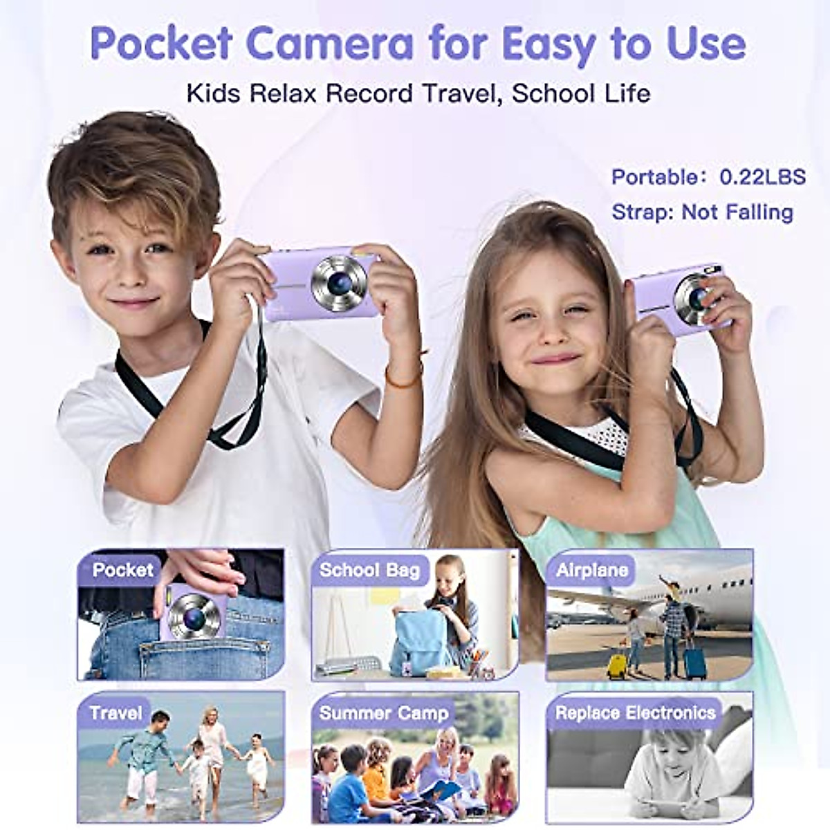 Newest Digital Camera, 1080P Digital Camera for Kids with 32GB Card Anti-Shake, Portable Point and Shoot Camera Fill Flash 16X Zoom, Small Camera