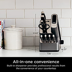 Ninja K32009 Foodi NeverDull Premium Knife System, 9 Piece Knife Block Set with Built-in Sharpener, German Stainless Steel Knives, Black