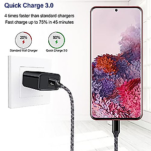Android Charger USB C Type C Charger Fast Charging for Samsung Galaxy A14/A23 5G/S23 Ultra/S23+/S22 Ultra/A13/A53/A03S/A12/A11/A32/S21,Quick Charge 3.0 Wall Charger Block Fast Car Charger USB C Cable