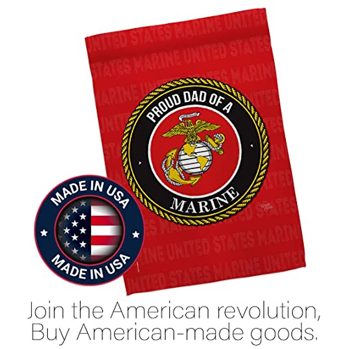 Breeze Decor Proud Dad Garden Flag Set Wall Holder Armed Forces Marine Corps USMC Semper Fi United State American Military Veteran Retire Official House Yard Gift Double-Sided, Made in USA