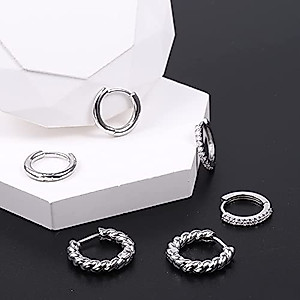 3 Pairs Small Huggie Hoop Earrings Set White Gold Hypoallergenic Silver Huggie Hoops Earrings for Women