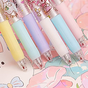 FourFine 6 Pcs Kawaii Pens Anime Kitty Pen Merchandise Black Ink 0.5mm Ballpoint Pens Cat Office School Supplies for Girls Women Press Gel Pen