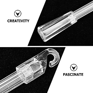 Blinds Stick Hook 24inch Transparent Fiberglass Blind Wand, Long Vertical Blinds Replacement Parts Blinds Stick with Hook and Handle Blind Tilt Wand