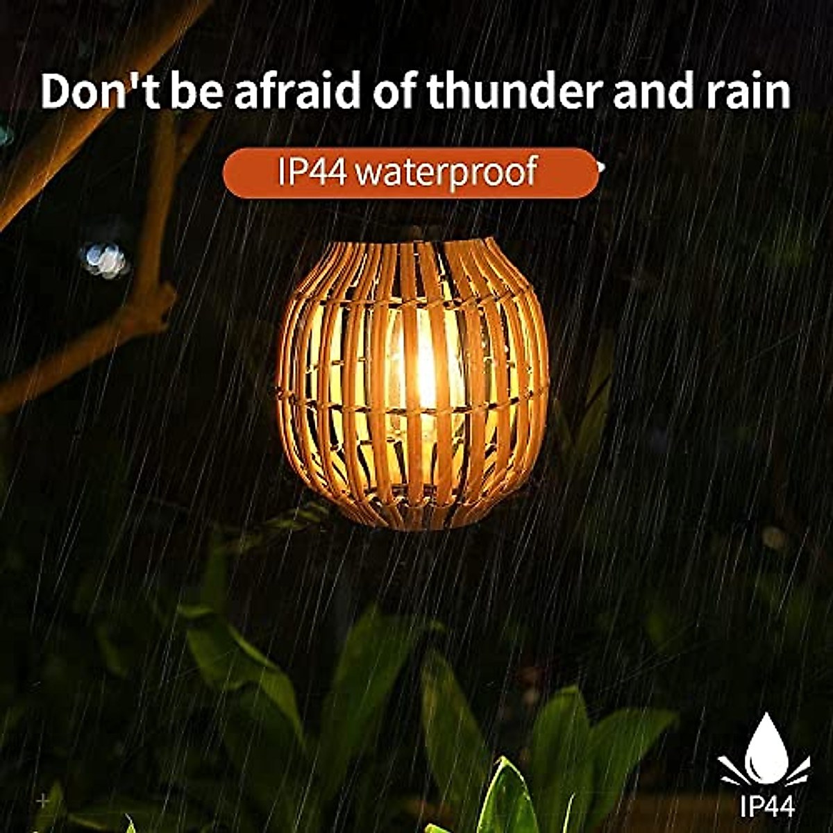 Outdoor Solar Lantern Lights Hanging Large Rattan Garden Lantern Waterproof- Rustic Table Lamp with Edison Bulb Women Gift Decoration for Garden Patio Boho Wedding