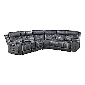 Lexicon Hartley Wall-Hugger Modular Power Reclining Sectional Sofa, All Chairs, Gray