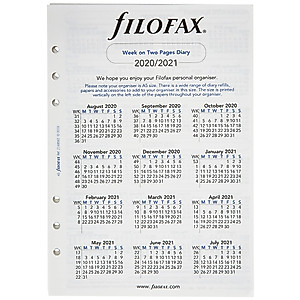 Filofax A5 Week on Two Pages English mid Year Diary August 20 - July 21