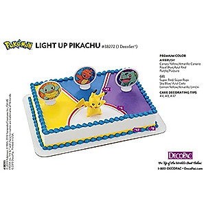 DecoSet® Pokemon Light Up Pikachu Cake Topper, 4 - Piece Decoration Set, Birthday Decorations For All Size and Shape Cakes