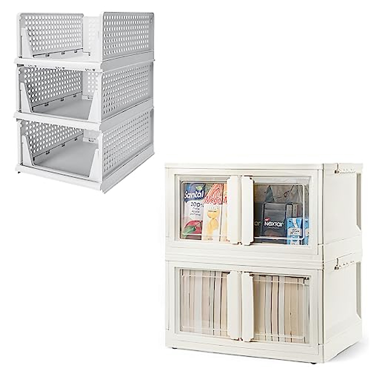 Homde 3 Pack Closet Organizer Stackable + 2 Pack Storage Bins 57.8QT with Lids and Wheels