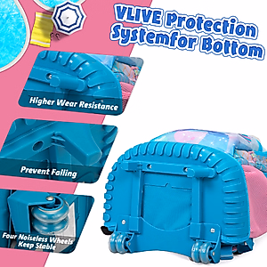 VLIVE Rolling Backpack Set for Girls, Wheeled Kid Backpack w/Lunch Bag & Pencil Case, 20 Inch (Mermaid)