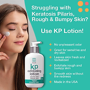 TOUCH Glycolic Acid Lotion for Keratosis Pilaris - KP Lotion Moisturizer - Glycolic Acid Body Lotion for AHA BHA Rough & Bumpy Skin- Keratosis Pilaris Exfoliating Lotion Gets Rid Of Redness - 8 Fl Oz