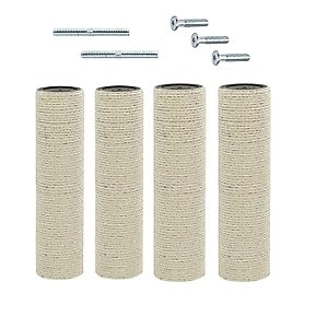 SHENGOCASE 4-Pack Cat Tree Replacement Post 13.8" L, 3.15" Ø Pole with M8 Bolt, Cat Tower Relacement Post, DIY Cat Scratching Post Replacement Part Pole