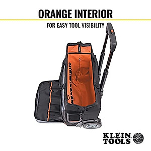 Klein Tools 55452RTB Tool Bag, Water Resistant Tool Storage Organizer Rolls on Rugged 6-Inch Wheels, 24 Pockets, Load Tested to 200-Pound