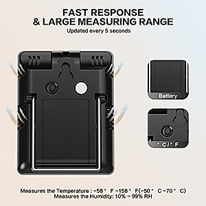 DOQAUS Digital Hygrometer Indoor Thermometer 3 Pack, Room Thermometer with 5s Fast Refresh, Accurate Humidity Meter Temperature Sensor for Home, Bedroom, Baby Room, Office, Greenhouse, Cellar (Black)