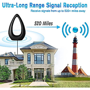 DJGEARIX Antenna HD TV Digital Indoor Window, 520+ Miles Long Range,Smart Switch Amplifier Signal Booster Support 4K 1080P UHF VHF View HDTV Channels,16ft Long Coax Cable