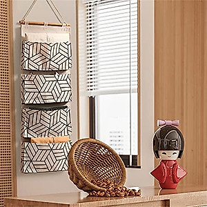 FAYYGYH 2Pcs 4 Big Pockets Over Door Hanging Storage Bags,Waterproof Linen Cotton Fabric Multi Functional Living Room Bedroom Bathroom Free 4 Hooks (style2)