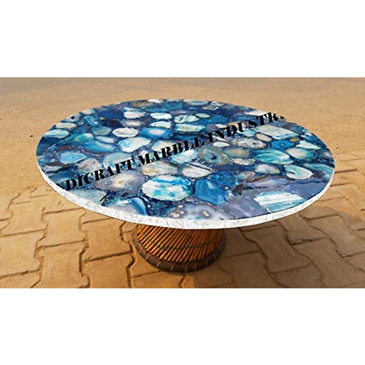 36" Inch Blue Agate Round Coffee Table, Agate Dinning Table, Stone Coffee Table, Agate Table Top, Agate Coffee Table, Agate Side Table Home Decor