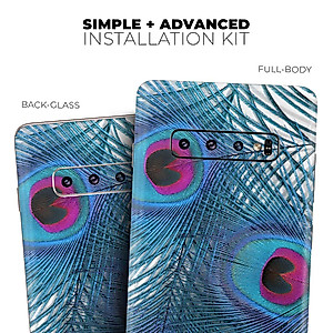 DesignSkinz Blue Peacock Protective Vinyl Decal Wrap Skin Cover Compatible with The Samsung Galaxy S20 (Screen Trim & Back Glass Skin)