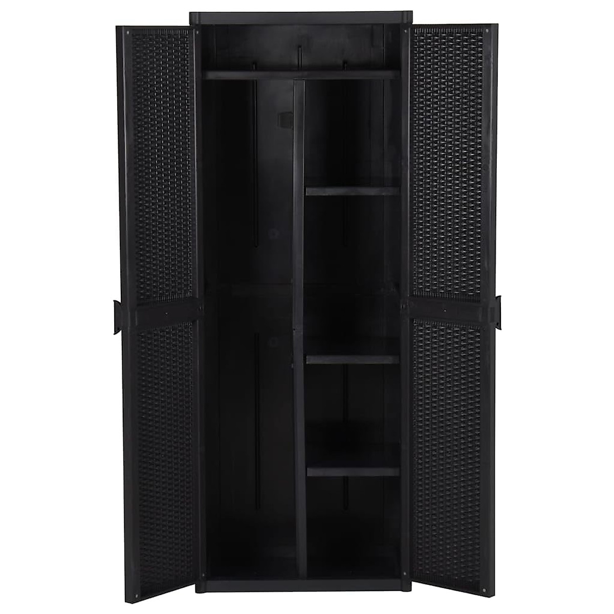 vidaXL Black Garden Storage Cabinet with PP Rattan Look - Versatile Use, Rugged Construction, Easy to Clean, Ideal for Patio and Garage Storage